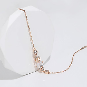 Meissa Bracelet for Women Crystal Bracelet Sterling Silver Charm Bracelet Rose Gold Bracelet Friendship Bracelet 6 to 7.6 Inches