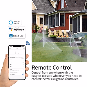 US:E Smart Sprinkler Controller, 8 Zone Watering Timer & Weather Intelligent Irrigation System, Compatible with Alexa and Google Assistant, App Remote & Voice Control, Rain Freeze and Snow Skip