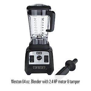Weston Pro Series 2.4hp Blender with 64oz Tritan Jar, 4 Pre-Programmed Settings and Variable Speed Dial for Puree, Ice Crush, Shakes and Smoothies, Black and Stainless Steel (58914)
