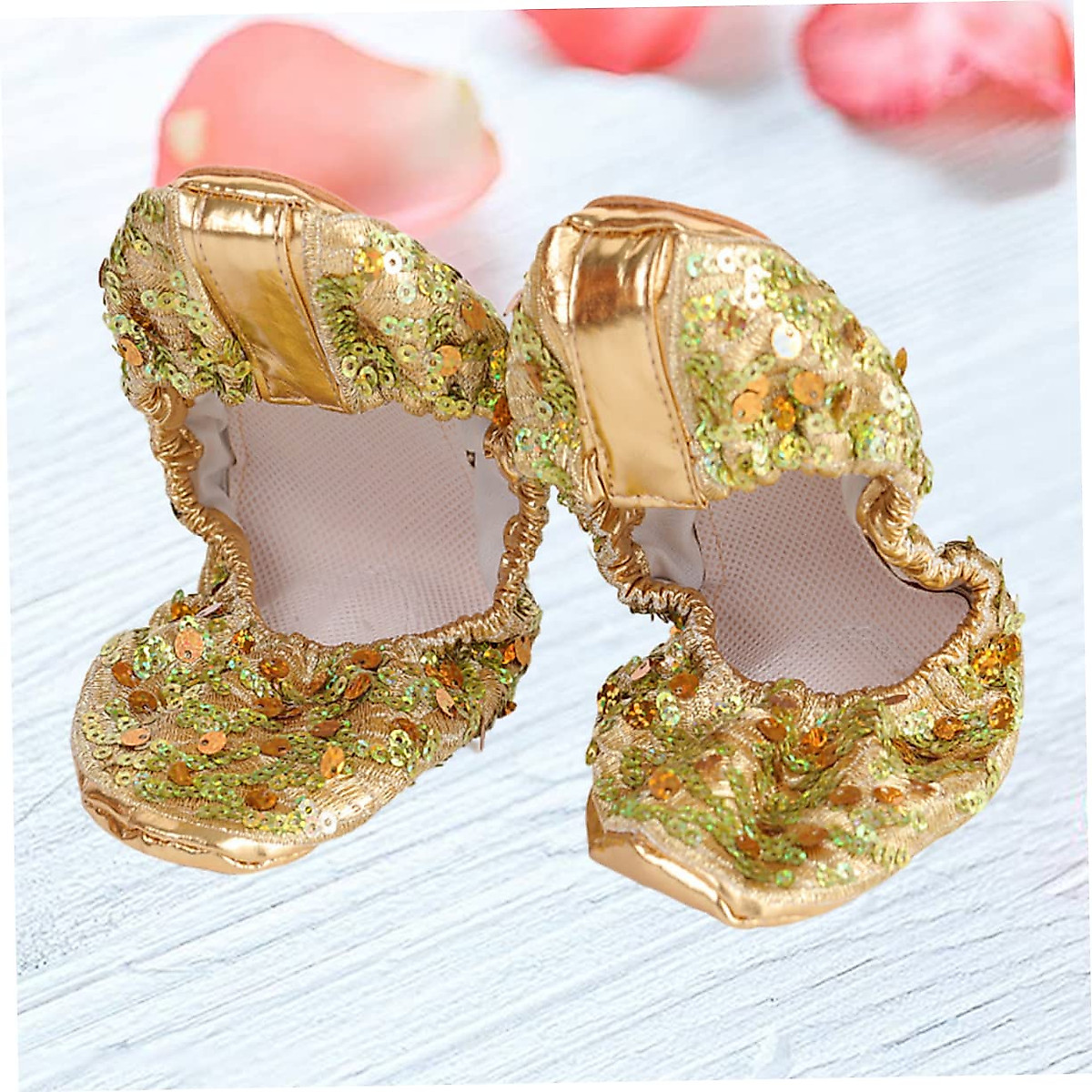 jojofuny 1 Pair Dancing Accessories Scent Booster Laundry Yoga Shoes Ballet Shoes Sequin Gym Shoes Socks for Metallic Slippers Round Ballet Flats Non-Slip Plate Bride