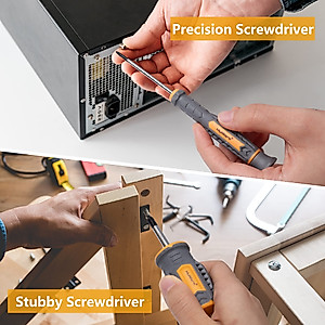 MulWark Strong Magnetic Tip Screwdriver Set, Precision & Stubby & Angled Offset Screw Driver, Pick & Hook Kit| Roll Bag| Torx Star Phillips Flat Square Head Driversets