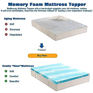 bedluxury 3 Inch Queen Mattress Topper, Gel Memory Foam for Pressure Relief, Bed Topper Queen Size, Cooling Mattress Pad, CertiPUR-US Certified, Soft & Breathable,3 Inch（sky Blue）