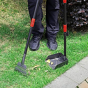 Heeyoo Dog Pooper Scooper, Dog Poop Tray and Rake Set, Pet Waste Removal Scoop with Long Adjustable Sectional Stainless Handles, 2 Pack