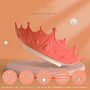 FUSACONY Baby Shower Cap Shield, Shower Cap for Kids, Visor Hat for Eye and Ear Protection for 0-9 Years Old Children, Cute Crown Shape Makes the Baby Bath More Fun (Pink)