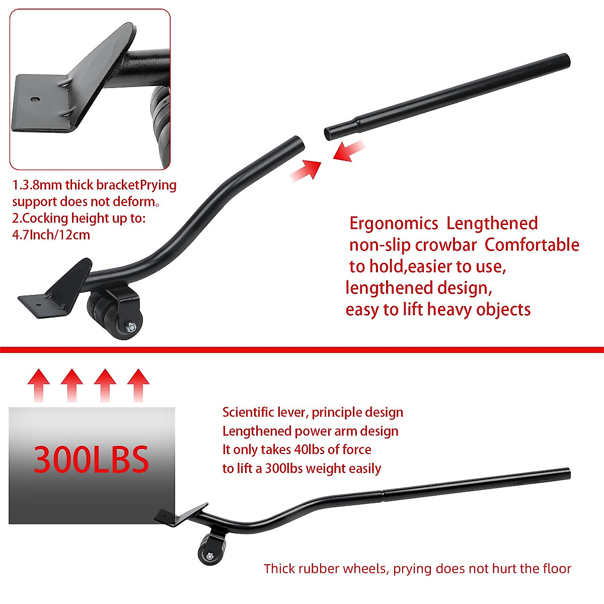 Heavy Duty Furniture Expandable Lifter with 4 Mover Dolly for Easy and Safe Moving Kit, Rubber Wheels 2 Brake 360° Rotatable Appliance Mover Dolly, Max Up for 1320LBS/600KG (Black)