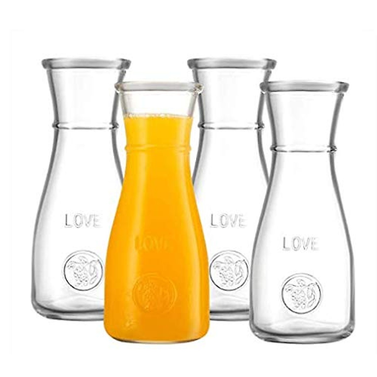 750 ml Carafe Pitcher Glass - The LOVE Drink, Juice, Glass Water Pitcher & Water Carafe - Elegant Wine Decanter & Mimosa Bar Set - Easy Grip Neck & Wide Mouth for Pouring by Kitchen Lux