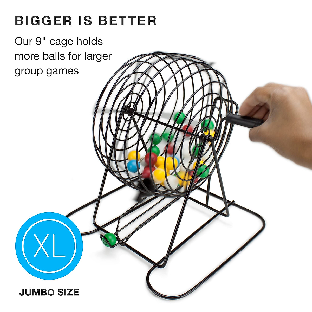 Royal Bingo Supplies Jumbo Bingo Game Set for Adults, Seniors, Family & Kids - 100 Cards 500 Chips 75 Balls, XL Roller Cage & Board