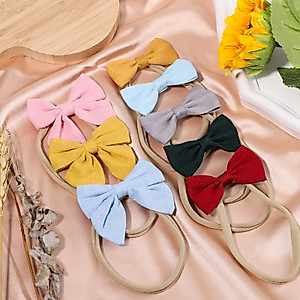 doboi 24pcs Baby Girls Flower and Hair Bows Headbands Soft Nylon Hairbands Elastic Hair Accessories for Newborns Infants Toddlers and Kids