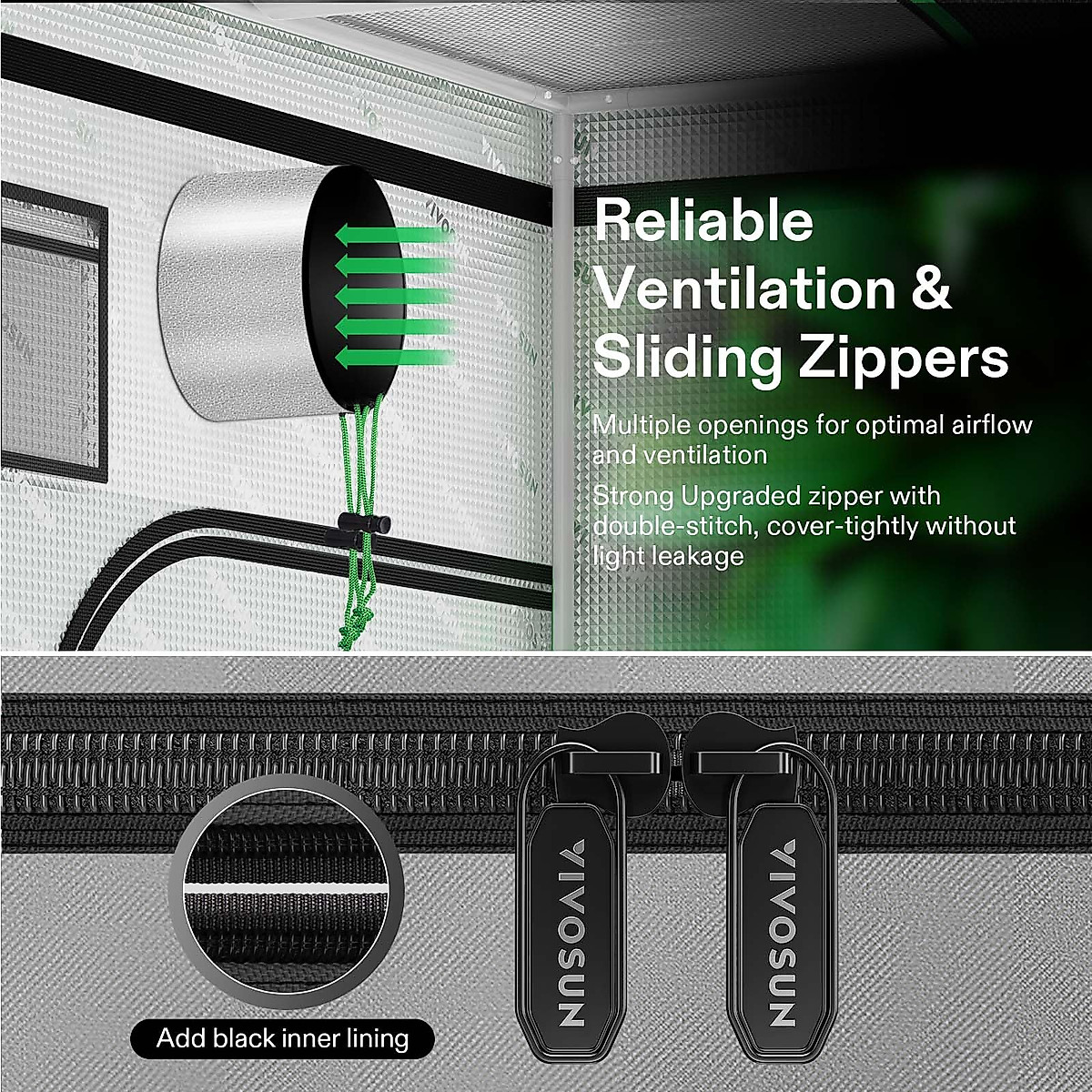 VIVOSUN G848 96"x48"x80" Grow Tent, 8x4 FT Advanced Gray Mylar Hydroponic Tent with 22mm Poles, Observation Window and Floor Tray for Plants for VS4000/VSF4300