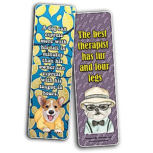 Creanoso Dog Lover Quotes Bookmarks (10 Sets x 6 Cards) – Daily Inspirational Card Set – Interesting Book Page Clippers – Great Gifts for Kids and Teens