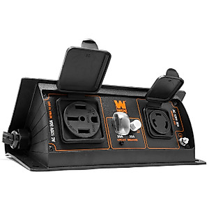 WEN GN400i RV-Ready 4000-Watt Open Frame Inverter Generator, CARB Compliant, Black/orange & GNA50i 50-Amp 6000-Watt Parallel Connection Kit for Inverter Generators, Black