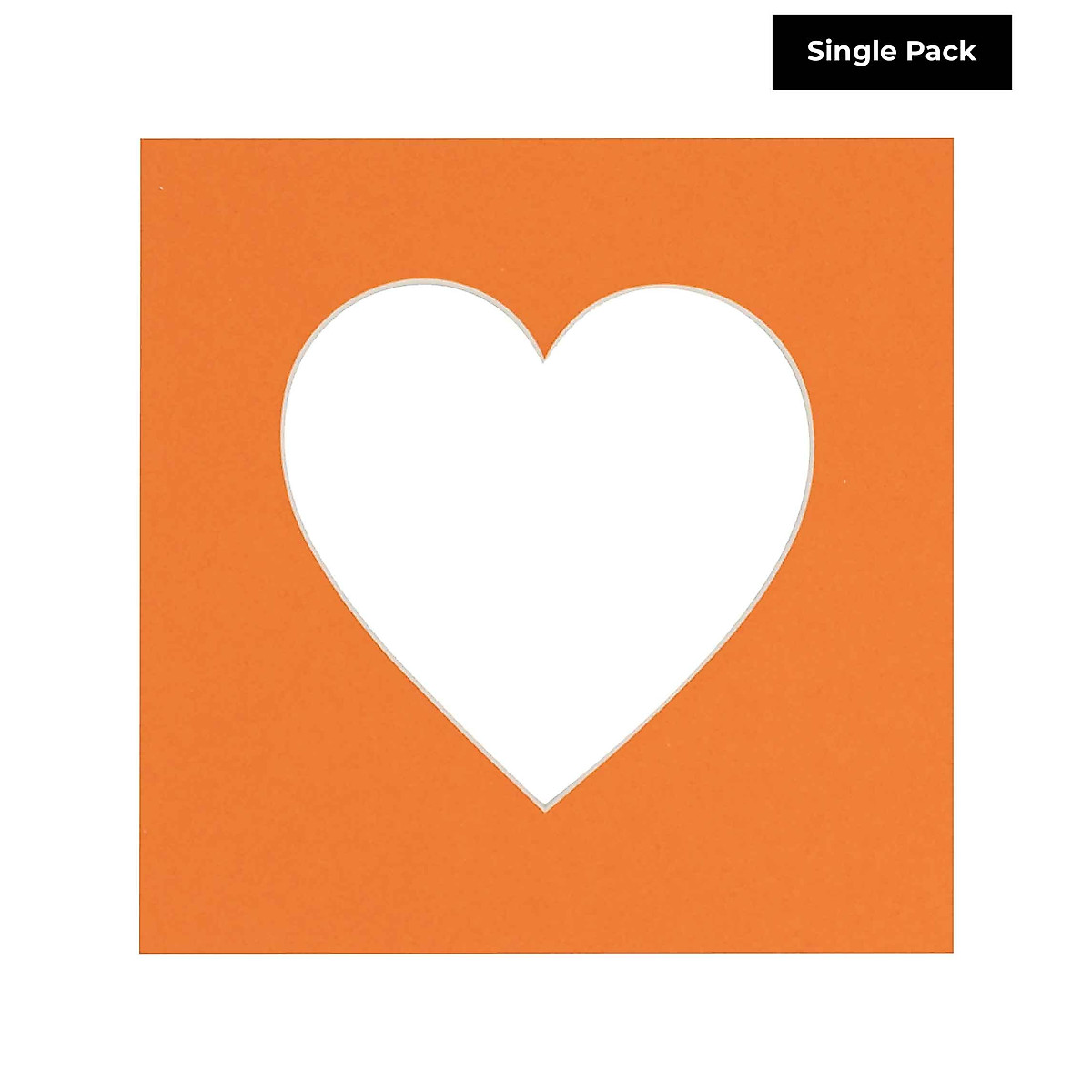 15x15 Mat Bevel Cut for 11x11 Photos - Precut Orange Heart Shaped Photo Mat Board Opening - Acid Free Matte to Protect Your Pictures - Bevel Cut for Family Photos, Pack of 1 Matboard Show Kit With