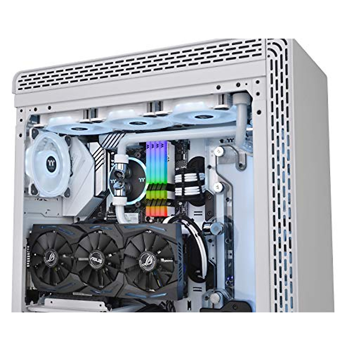 Thermaltake TOUGHRAM RGB White DDR4 3600MHz 16GB (8GB x 2) 16.8 Million Color RGB Alexa/Razer Chroma/5V Motherboard Syncable RGB Memory R022D408GX2-3600C18A