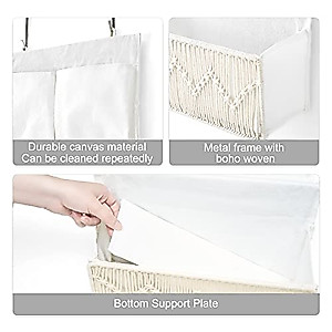Mkono Macrame Over The Door Organizer and Hanining Laundry Hamper