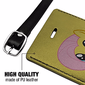 My Little Pony Fluttershy Face Rectangle Leather Luggage Card Carry-On ID Tag