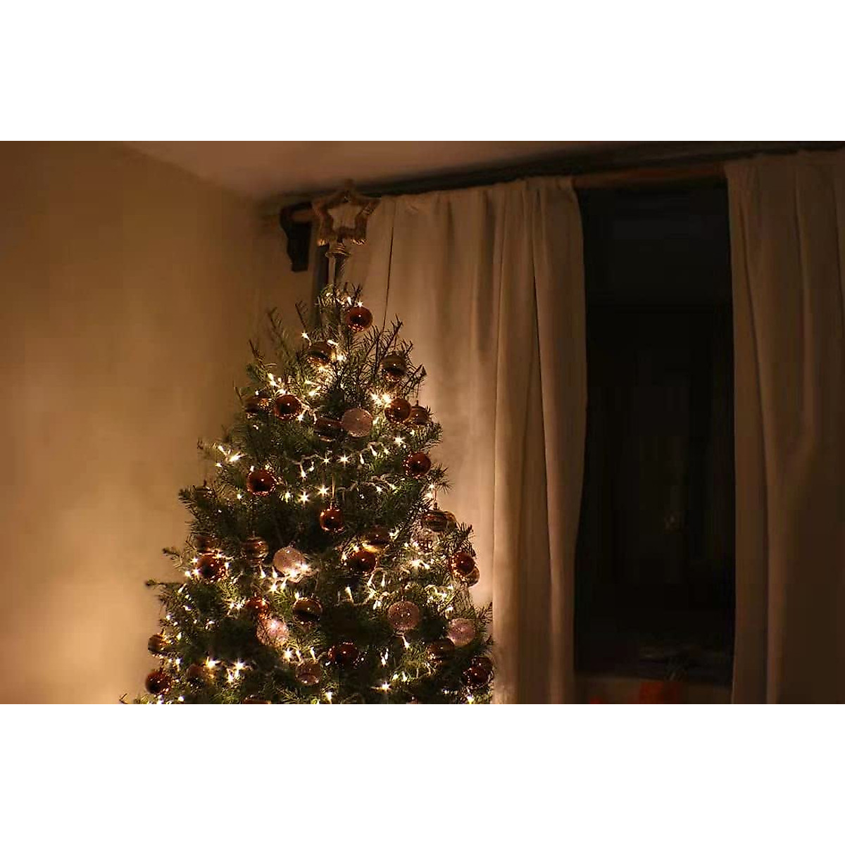 KAQ 115FT 300LED Timer Function Cool White Christmas String Lights Indoor/Outdoor, Waterproof Christmas Lights with 8 Modes, Clear Wire Fairy Tree Lights for Garden Patio Bedroom Christmas Decorations