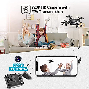 4DV2 Foldable Mini Drone with 720P Camera for Kids,2.4G FPV Video camera,Nano Portable Pocket RC Quadcopter Toys,3D Flip,Altitude Hold,Headless Mode,Trajectory Flight,3D Flips,3 Battery
