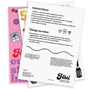 xo, Fetti 50th Birthday Party Decorations 50 and Fabulous Temporary Tattoos - 38 styles | Gold + Silver Foil Fifty Birthday Gift, Birthday Girl