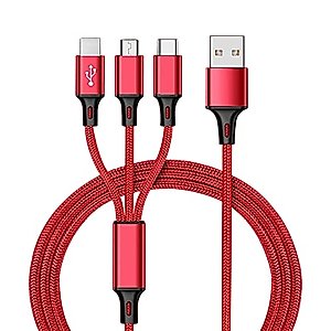 Pro USB 3in1 Multi Cable Compatible with Samsung Godiva Data Universal Extra Strength for Fast Quick Charging Speeds! (Red)