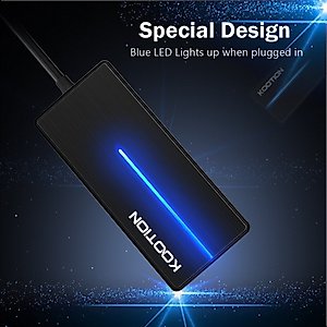 KOOTION 4-Port USB 3.0 Hub, Ultra-Slim Data Hub (5Gbps Transfer Speed) with LED Indicator for MacBook, Windows PC, Surface, Mobile HDD, Ultrabook, Flash Drive, Laptop (Black)