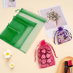 Crweety 50 Pcs Organza Bags-Mix Color 3x4 Inch, Small Gift Bags Goodie Bags Small Mesh Bags Drawstring for Wedding Party Favor Christmas