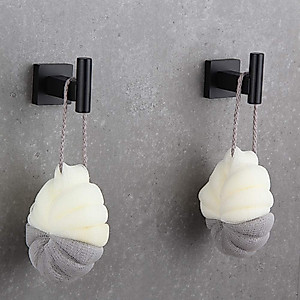 BEIGEEWY Matte Black Towel Coat Hook SUS 304 Stainless Steel Bathroom Robe Hook Wall Mounted Round Kitchen Heavy Duty Door Hanger 2 Pack