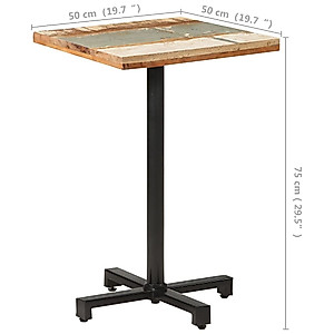 YPWRENH Adjustable Swivel Table Bar Table Bistro Table Square 19.7"x19.7"x29.5" Solid Reclaimed Wood for Dining Room, Kitchen or Living Room