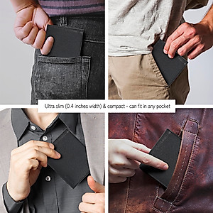 ESTALON Thin Leather Wallet For Men | Minimalist Design | Multiple Card Holder | RFID Blocked (Coal)