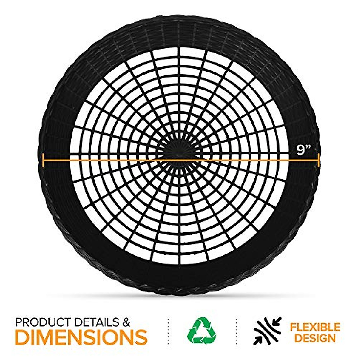 Stock Your Home 9” Paper Plate Holder in Black (12 Count) - Paper Plate Holders Plastic Heavy Duty - Plastic Paper Plate Holder - Woven Paper Plate Holder - Paper Plate Holders Reusable