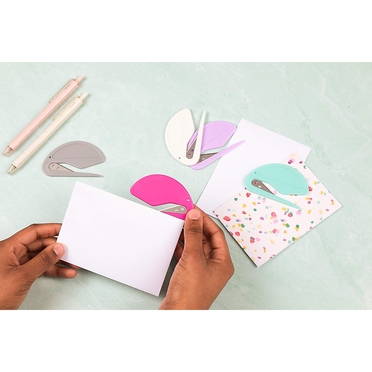 Letter Opener Plastic Razor Blade - Paper Knife Envelope Slitter - 5 Pack Set