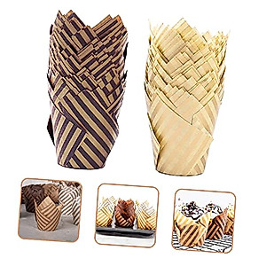UPKOCH 200pcs Cuake Party Design Dark Shower Tulip Wrappers Liners Wedding Shop Paper Liner Dessert Baking for Greaseproof Decoration Birthday Portable Muffin Cake and New Cases