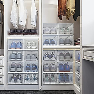 YITAHOME Shoe Storage Box, 18 PCS Medium Size Shoe Storage Organizers Stackable Shoe Storage Box Rack Containers Drawers