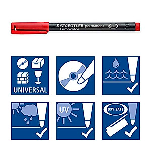 Staedtler 318-WP4 Lumocolor Permanent Universal Pens, Fine Point, 0.6mm, Assorted, 4 per Set