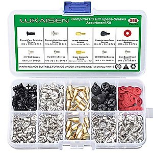 Computer Screws Standoffs Kit, 350PCS Motherboard Screws/SSD Screw - 6-32 Male to M3 Female Standoffs for 2.5‘’ SSD Hard Drive Fan Power Graphics Motherboard Chassis CD-ROM PC Case for DIY & Repair