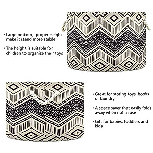 ALAZA Geometric Ethnic Striped Pattern Gypsy Mexican Folk Storage Basket Gift Baskets Large Collapsible Laundry Hamper with Handle, 20x20x14 in