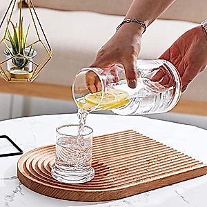 Lancici Bedside Carafe and Glass Set, Use Tumbler as Lid Night Water Carafe for Nightstand, Mouthwash Dispenser Pitcher with Glass Cup for Keeps Water Clean in Bedroom, Bathroom, or Kitchen