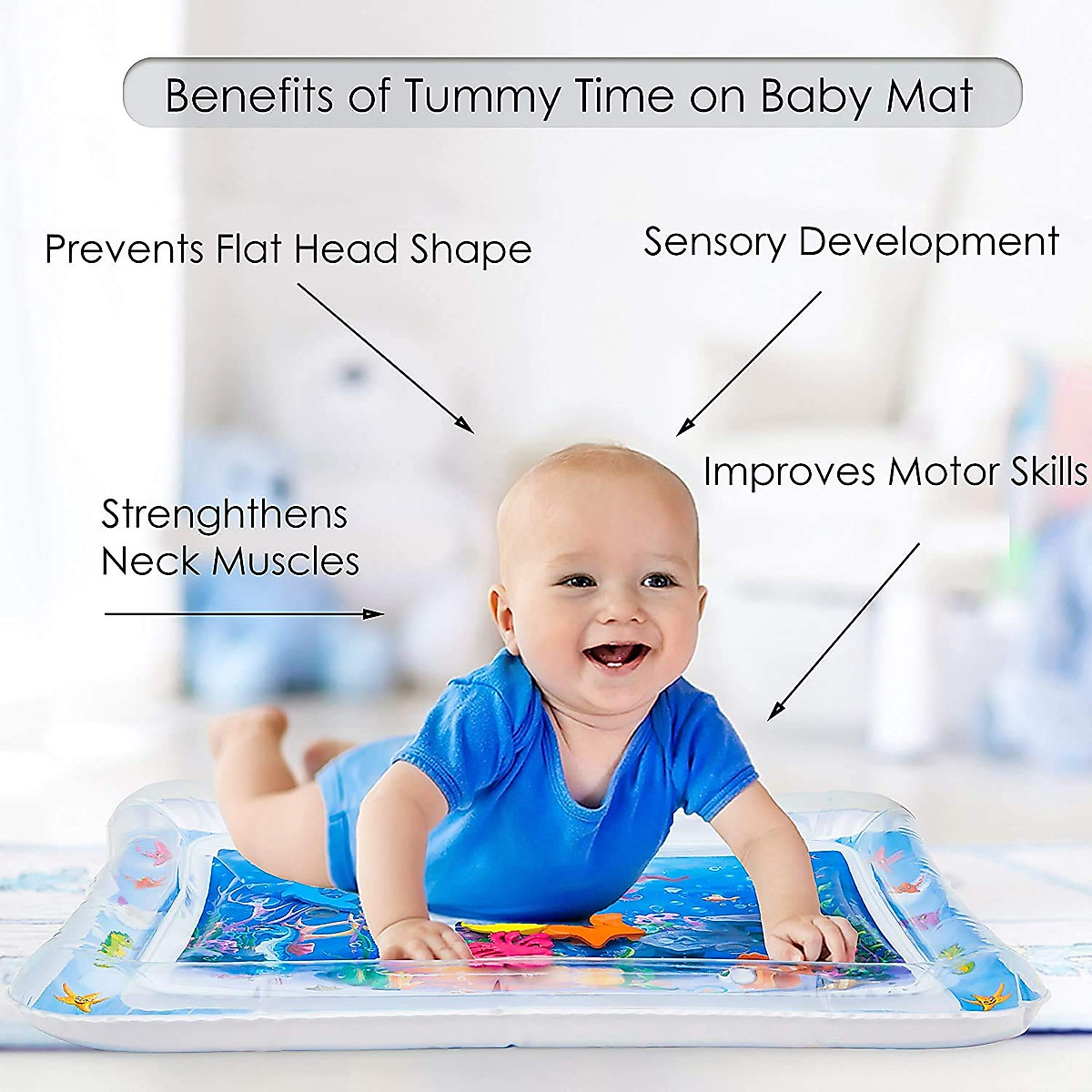 CARYWON Inflatable Tummy Time Mat Premium Baby Water Play Mat Baby Activity Center Tummy Time Water Mat Water Play Mat for Babies Promote Development Baby Gifts
