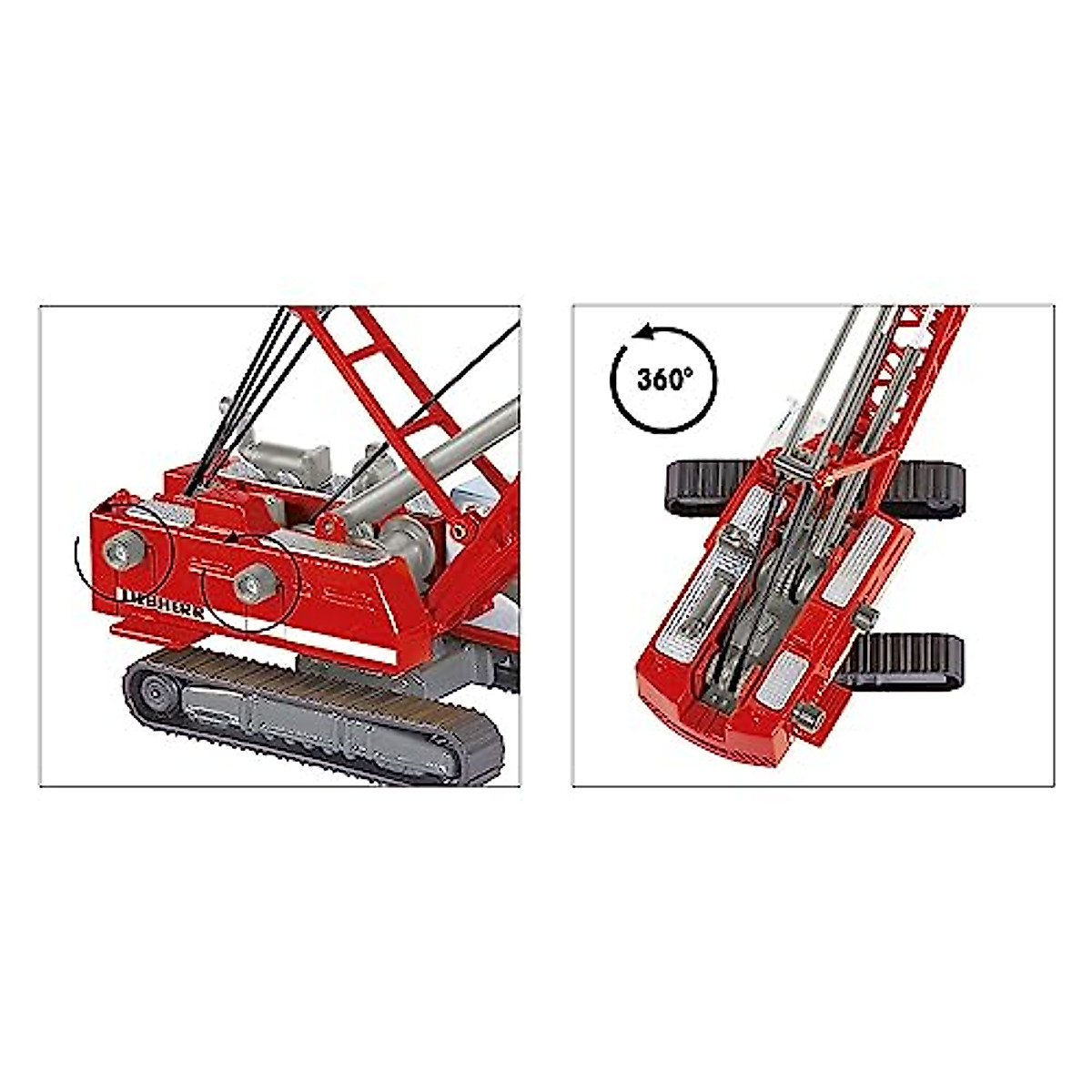 Heavy Haulage Transporter Green and Liebherr Cable Excavator Red with Wrecking Ball and Signs 1/87 (HO) Diecast Models by Siku SK1834