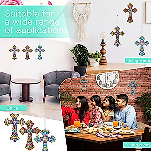3 Pcs Cross Hanging Diamond Painting Kits for Halloween Christmas Gift DIY 5D Crystal by Number Mandala Cross Shaped Rhinestones Pendant Acrylic Mosaic Wall Painting Kit for Adults Home(Vintage)