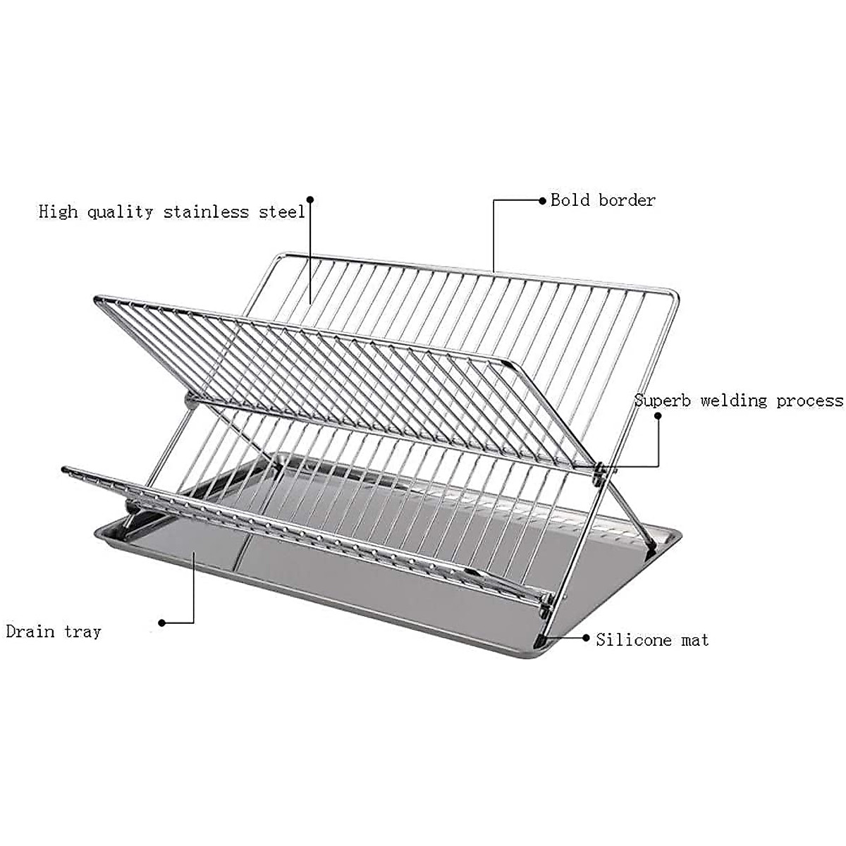 Plate Rack Draining Dish Rack Stainless Steel Dish Rack Kitchen Storage Rack Foldable Dish Drain Rack 30 Cm Pan Plate Holder