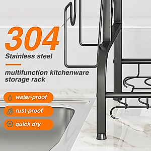 LEGUANG Dish Drying Rack, 2-Tier Stainless Steel Dish Racks for Kitchen Counter, Small Plate Rack Organizer, Space Saving, Black