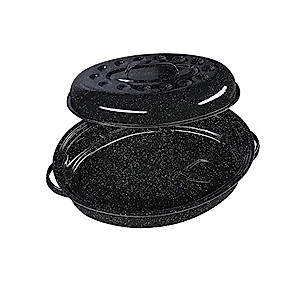 Granite Ware 15-Inch Covered Oval Roaster, 15 inches, Black