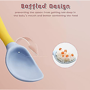 Toddler Utensils with travel case, Baby spoon and fork set for self-feeding Learning Bendable handle silverware for kid children (2 set, yellow&green)