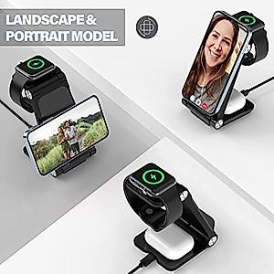 Kertxin Wireless Charger Stand,Foldable 3 in 1 Wireless Charging Station for Apple Watch Ultra 8 7 6 SE 5 4 3 2,iPhone 14/14 Pro/14 Pro Max/13/13 Pro Max/13 Pro/Mini/12/12 Pro/11,Wireless Phones