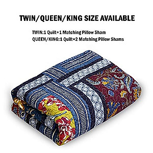 DECMAY Quilts Queen Size Sets - 100% Cotton Queen Bedspreads, Handmade Real Patchwork Quilts for All Season, Lightweight Country Quilt Sets with 2 Pillowcase