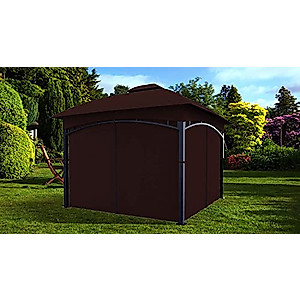COZYVIDA Gazebo Universal Replacement Privacy Curtains 4-Panels sidewall with Zipper (ONLY Curtain) (10' x 10', Coffee)