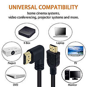 Poyiccot 8K HDMI Cable 2feet, HDMI 2.1 Cable 90 Degree Left Angle HDMI Male to Male 8K HDMI Cable 48gbps 2.1 Cable Support 8K@60Hz 4K@120 7680P 8K HDMI 2.1 Cable for TV/Xbox /PS4 /PS5(M/M Left)