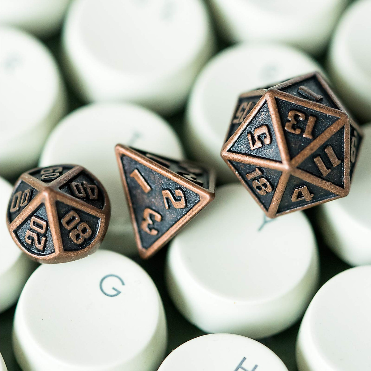 UDIXI 10mm Mini Metal DND Dice Set, 7-Die Small Metal Dice Portable Tiny Polyhedral RPG Dice for D&D Dungeons and Dragons Role Playing Games (Copper)