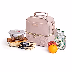 TOURIT Lunch Bag Women Double Deck Lunch Box Insulated Lunch Cooler for Women Men Work, School, Pink