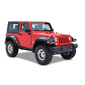 Bushwacker Max Coverage Pocket/Rivet Style Front Fender Flares | 2-Piece Set, Black, Textured Finish | 10045-02 | Fits 2007-2018 Jeep Wrangler JK Unlimited